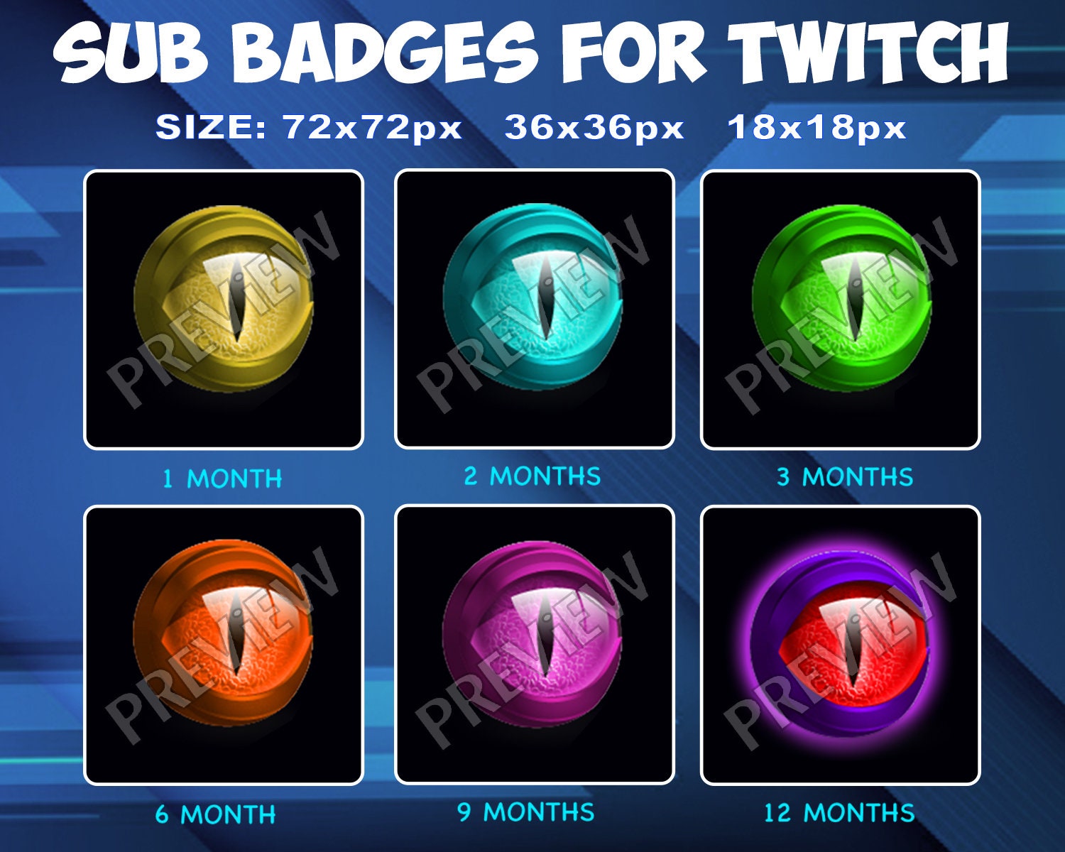 Dragon Eye Twitch Kick Sub Badges Subscribers Sub Bit Loyalty Badges ...