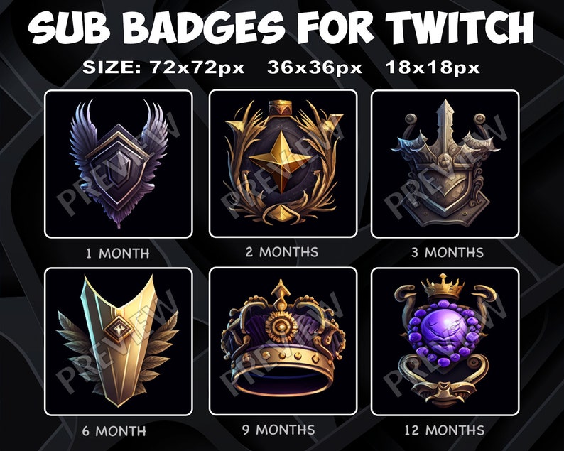 6 Twitch Kick Rank Sub / Bit Badges for Twitch Kick, Loyalty Badges ...