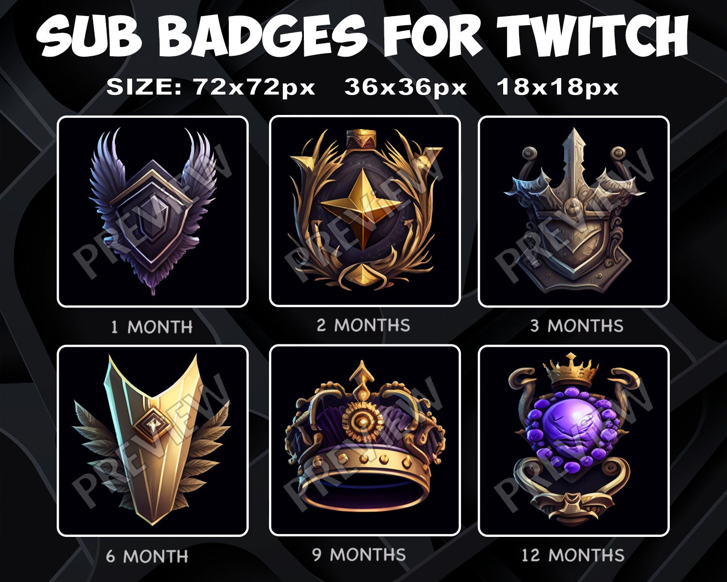 6 Twitch Kick Rank Sub / Bit Badges for Twitch Kick, Loyalty Badges ...