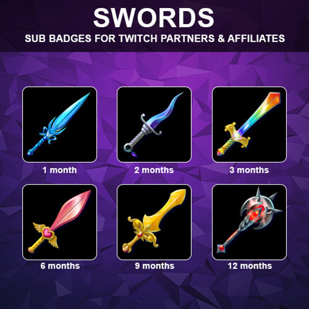 Swords Sub Badges | Twitch Kick Sword Subscribers Loyalty Sub Bit ...