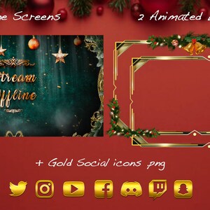 Gold Christmas Pack Animated Overlays Screens Twitch Package - Etsy