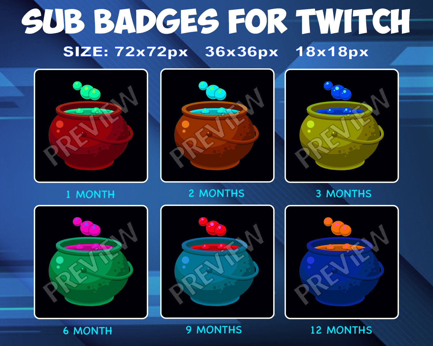 Magic Potion Twitch Kick Sub Badges Subscribers Sub Bit Loyalty Badges ...