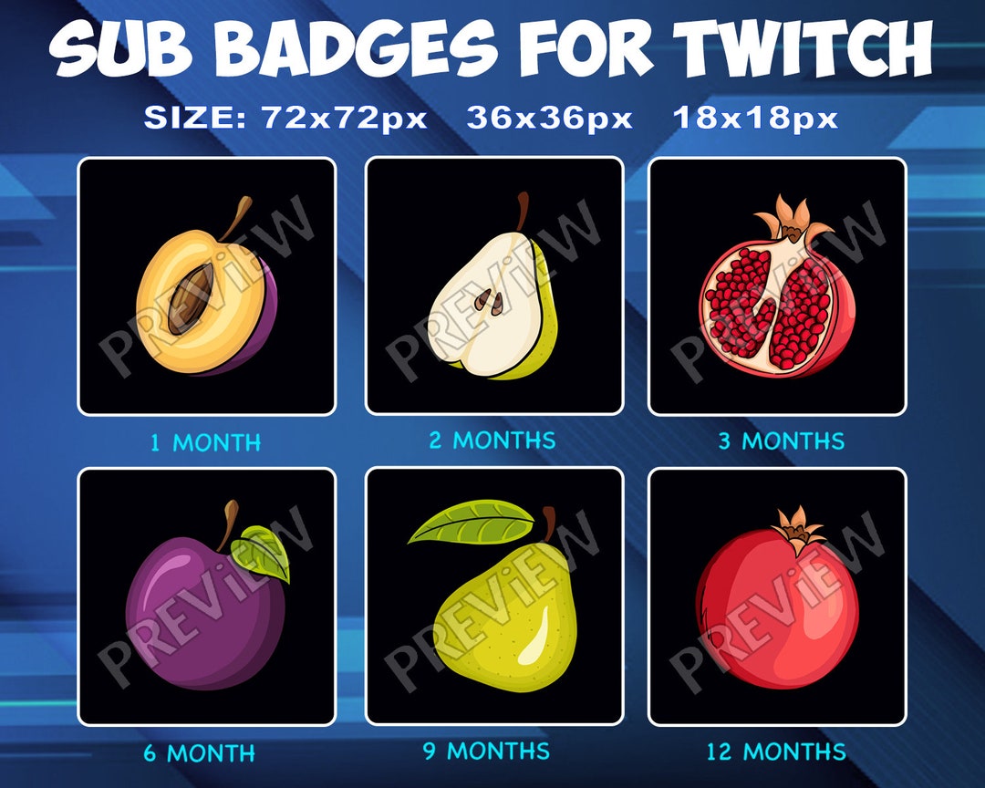 Fruits Twitch Kick Sub Badges Subscribers Sub Bit Loyalty Badges Fruit ...