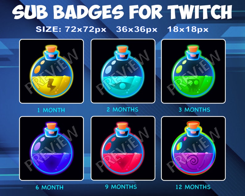 Magic Potions Twitch Kick Sub Badges Subscribers Sub Bit Loyalty Badges ...
