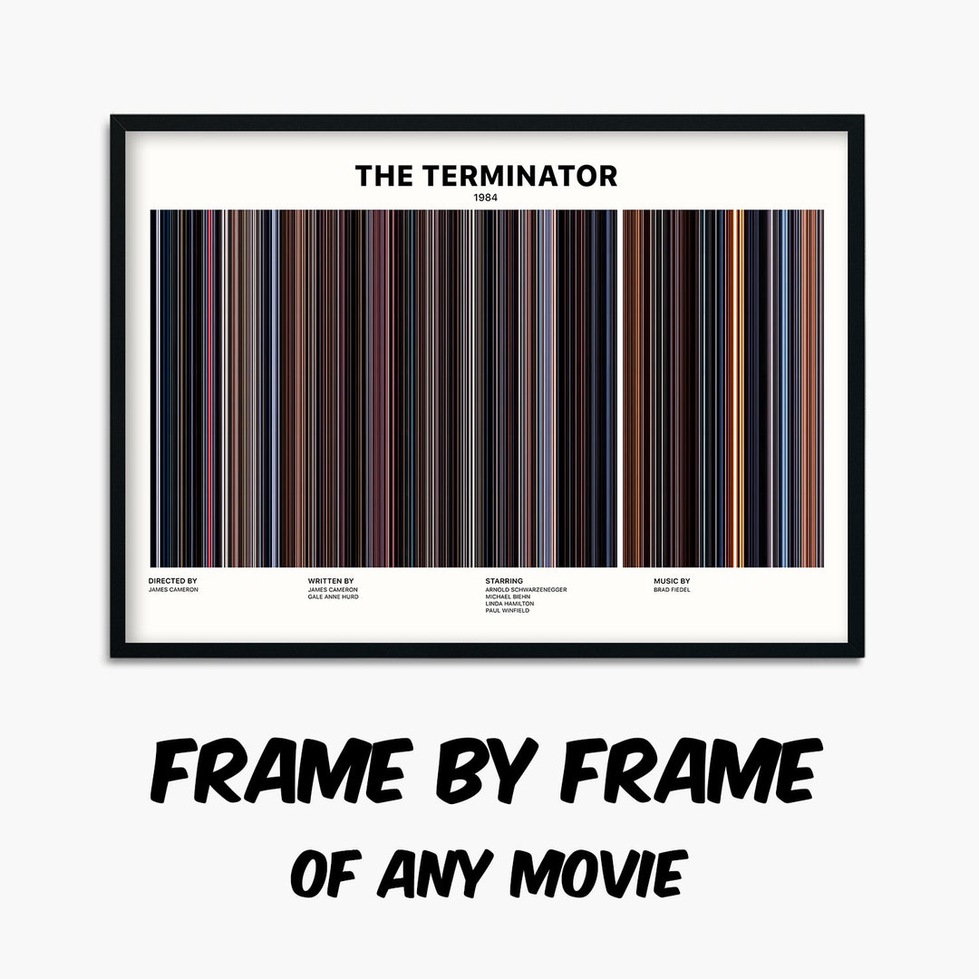 The Terminator 1984 Movie Barcode Poster Print, Frame by Frame Art ...
