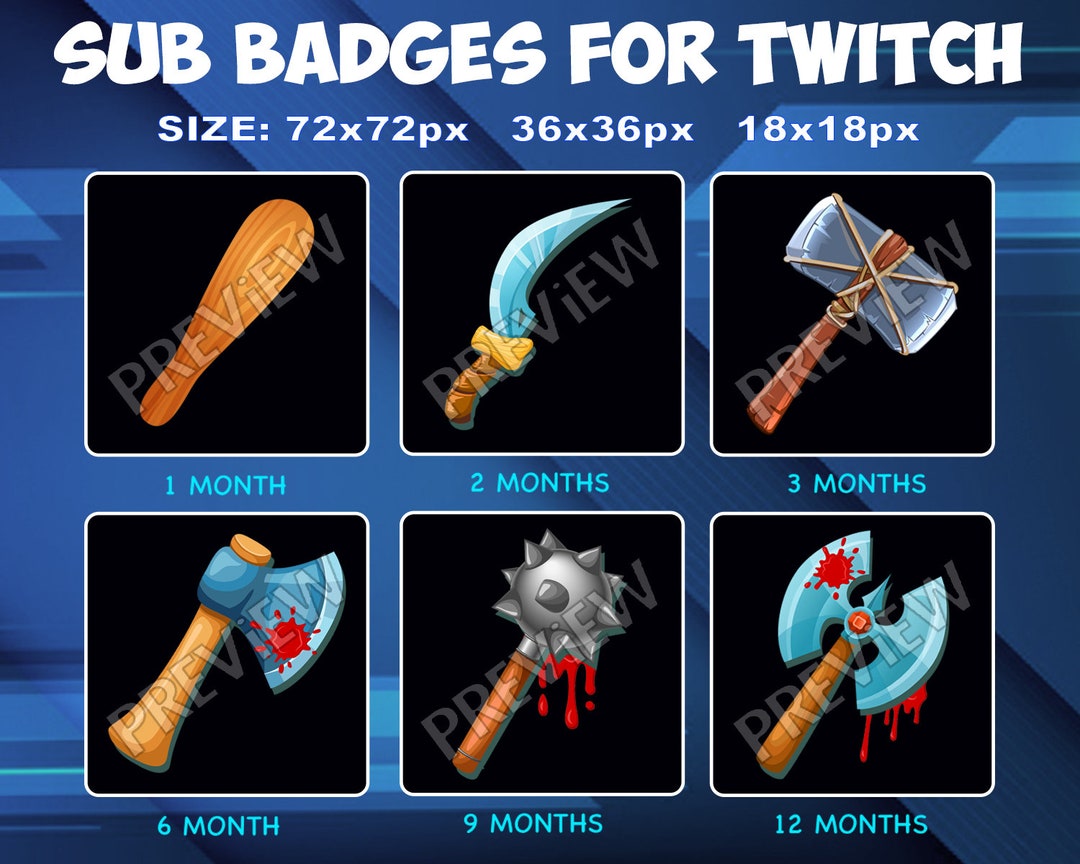 Weapons Twitch Kick Sub Badges Subscribers Sub Bit Loyalty Badges ...