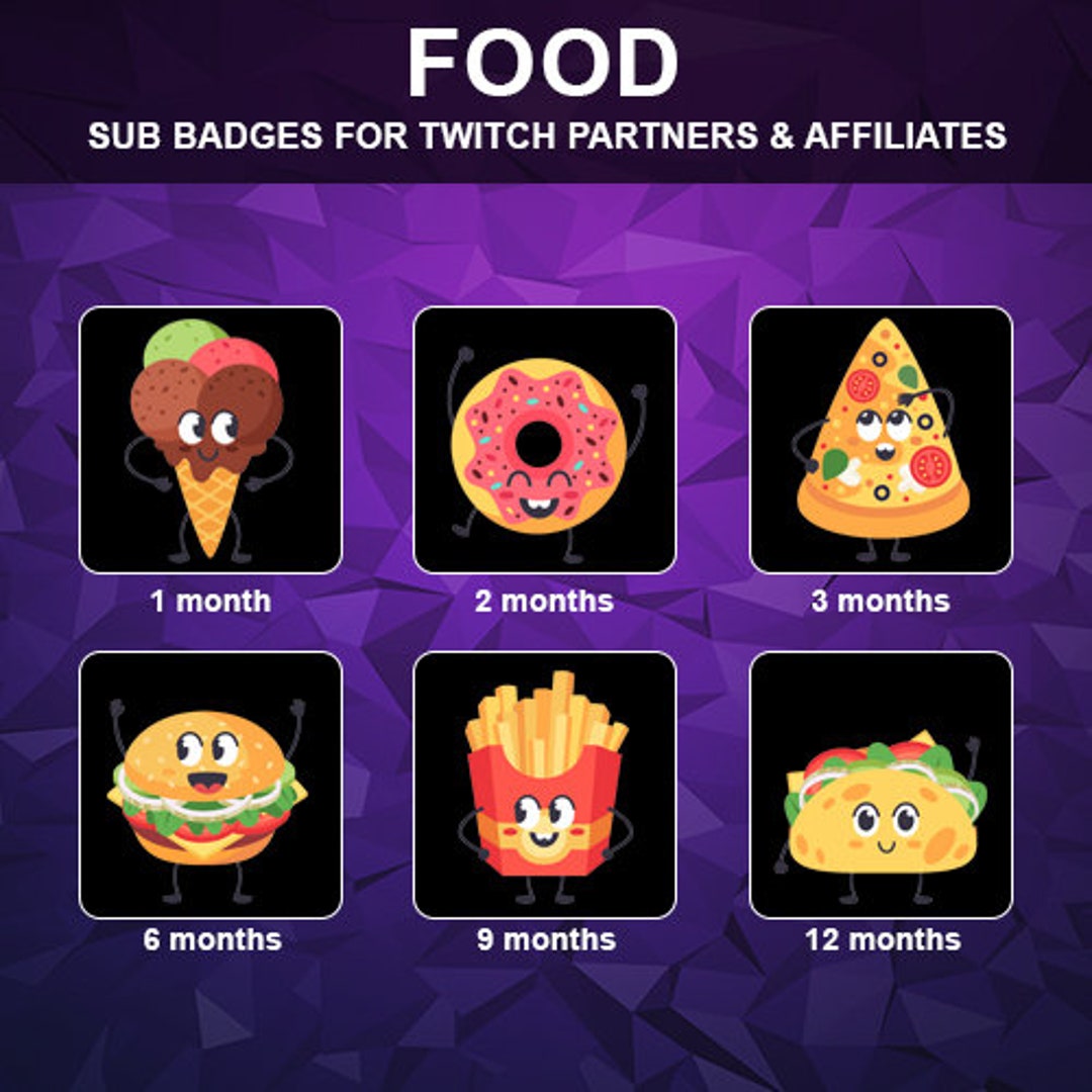 Food Sub Badges | Twitch Kick Ice Cream, Pizza, Taco, Hamburger, Donuts ...