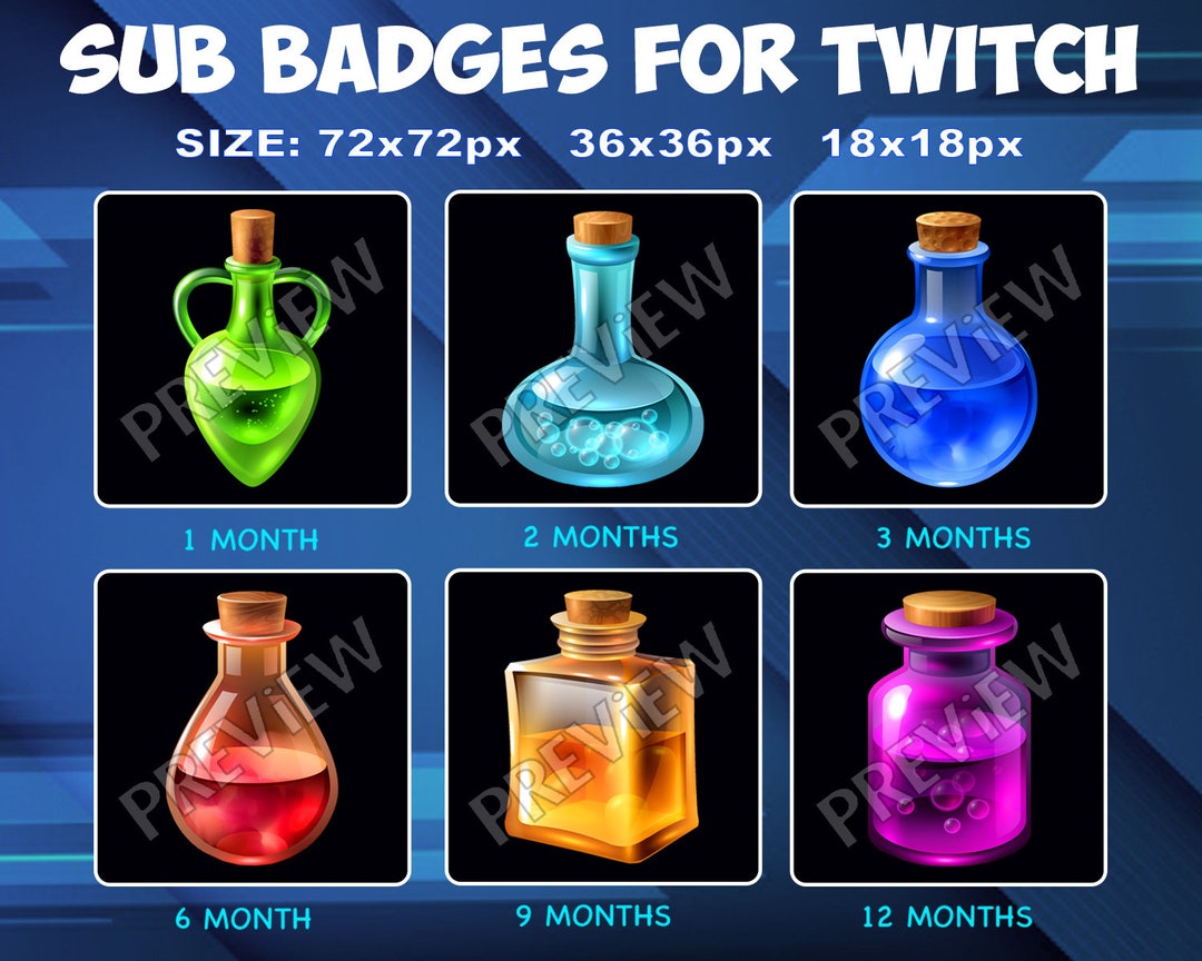 Magic Potions Twitch Kick Sub Badges Subscribers Sub Bit Loyalty Badges ...