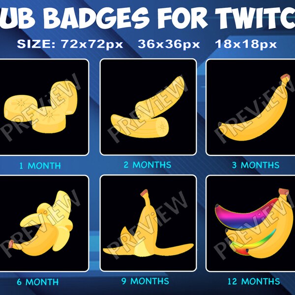 Twitch Banana Sub Badges - Etsy