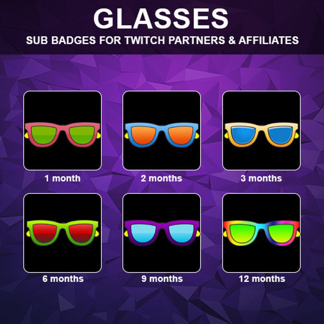 Glasses Sub Badges | Twitch Kick Glasses Subscribers Loyalty Sub Bit ...
