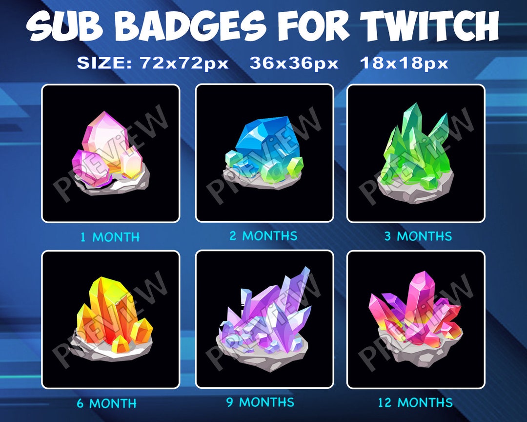 Crystals Twitch Kick Sub Badges Subscribers Sub Bit Loyalty Badges ...