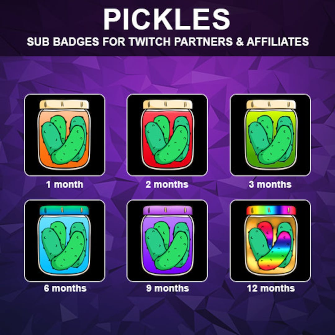 Pickle Sub Badges | Twitch Kick Pickle Subscribers Loyalty Sub Bit ...