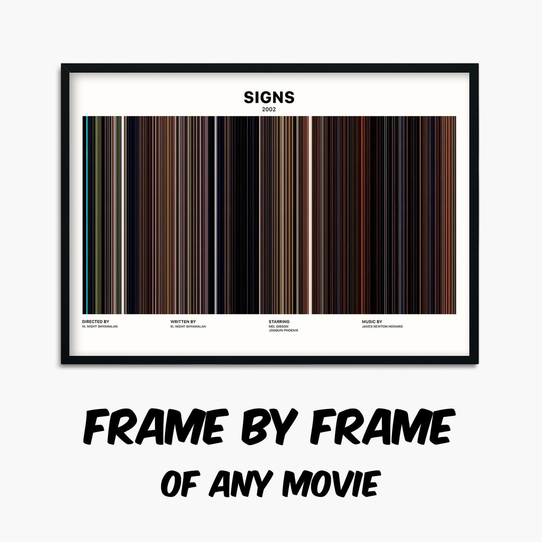 Signs 2002 Movie Barcode Poster Print, Frame by Frame Art Print Gift ...