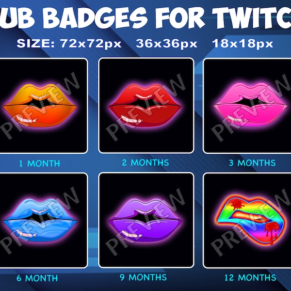Bit Badges Twitch Lips - Etsy