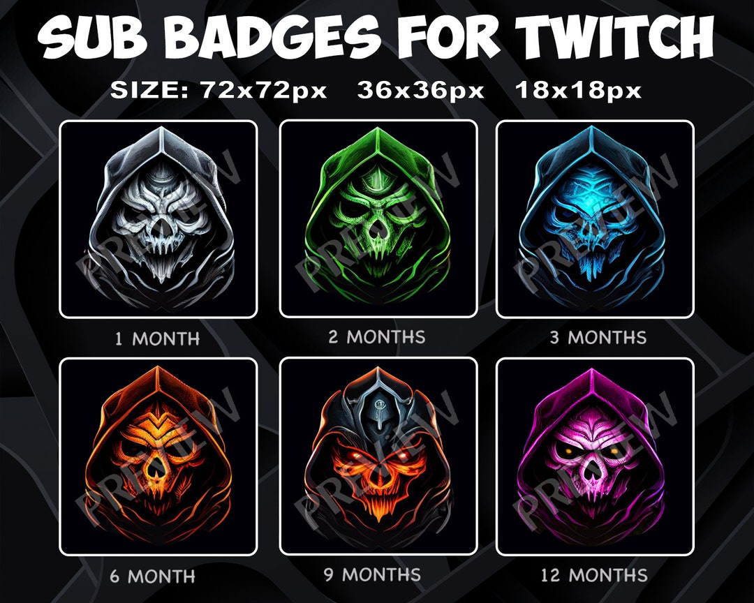 6 Twitch Kick Grim Reaper Sub / Bit Badges for Twitch Kick, Loyalty ...