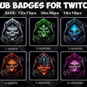 6 Twitch Kick Grim Reaper Sub / Bit Badges for Twitch Kick, Loyalty ...