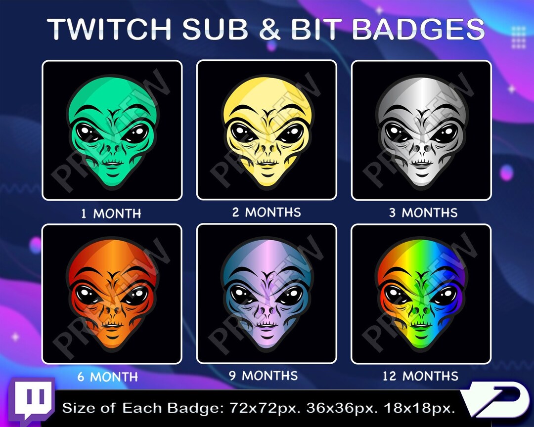 Twitch Kick Alien Sub Badges | Twitch Kick Aliens UFO Subscribers ...