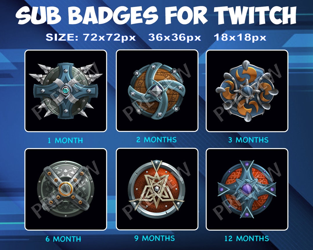 Shield Twitch Kick Sub Badges Subscribers Sub Bit Loyalty Badges ...