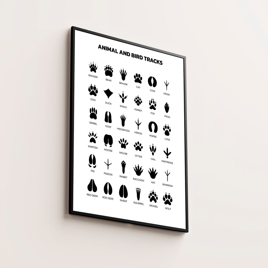 Animal and Bird Tracks Print - Animal Tracks Printable Poster Instant ...
