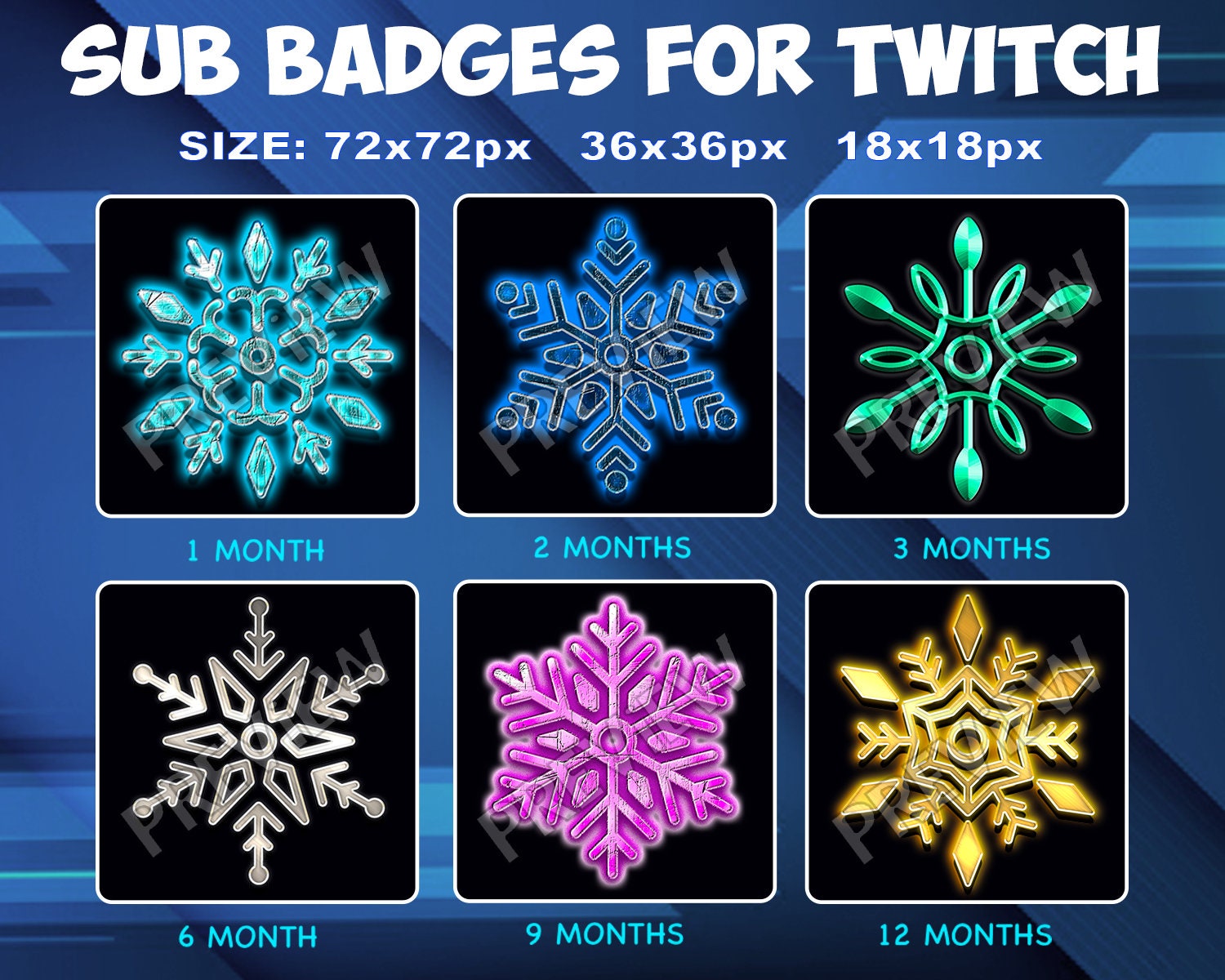Snowflakes Twitch Kick Sub Badges Subscribers Sub Bit Loyalty Badges ...