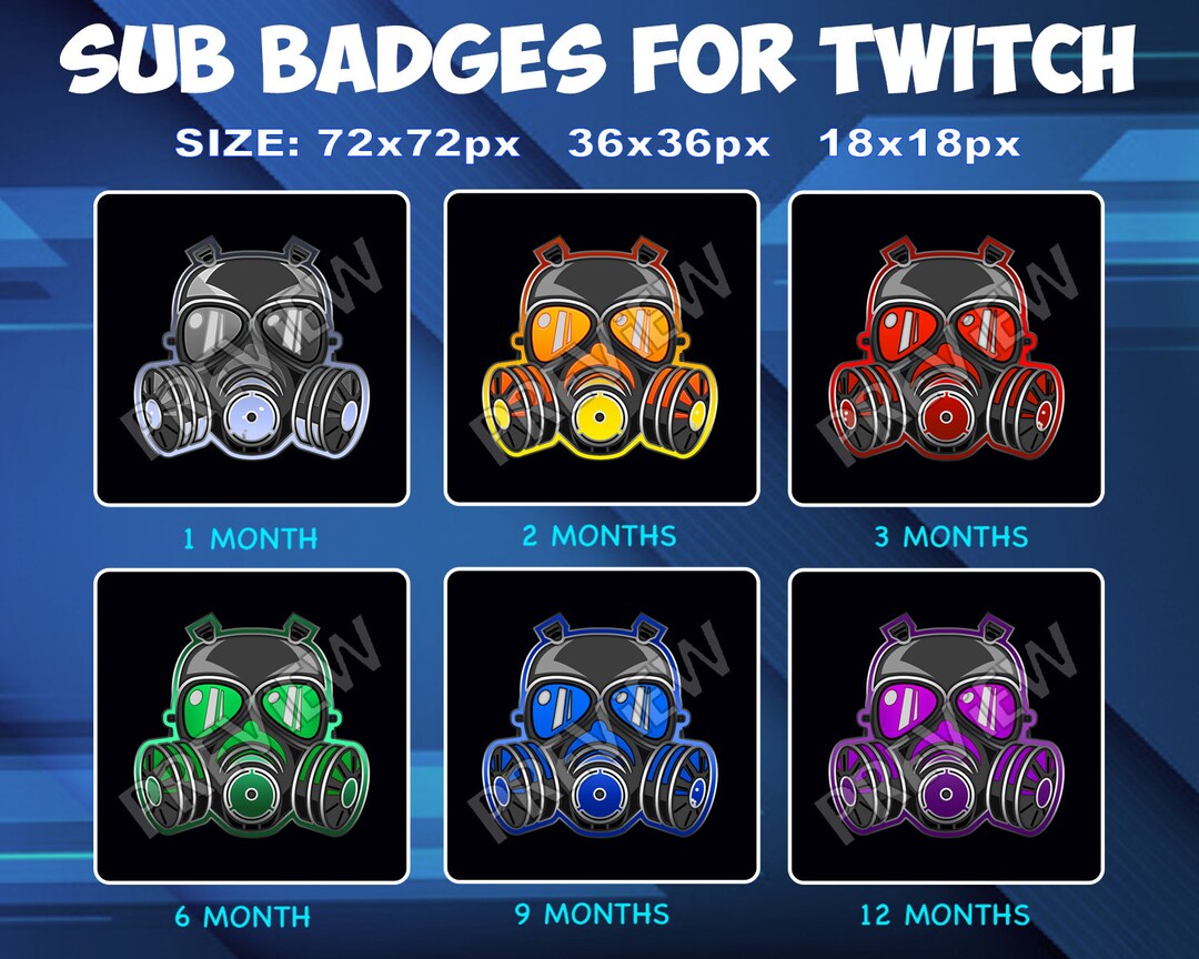 Gas Mask Twitch Kick Sub Badges Subscribers Sub Bit Loyalty Badges Gas ...