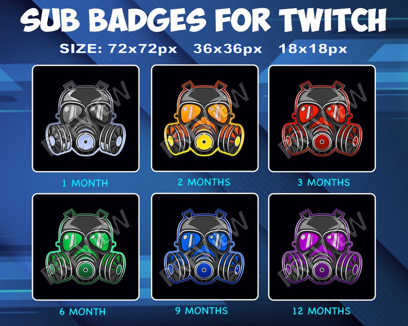 Gas Mask Twitch Kick Sub Badges Subscribers Sub Bit Loyalty Badges Gas ...