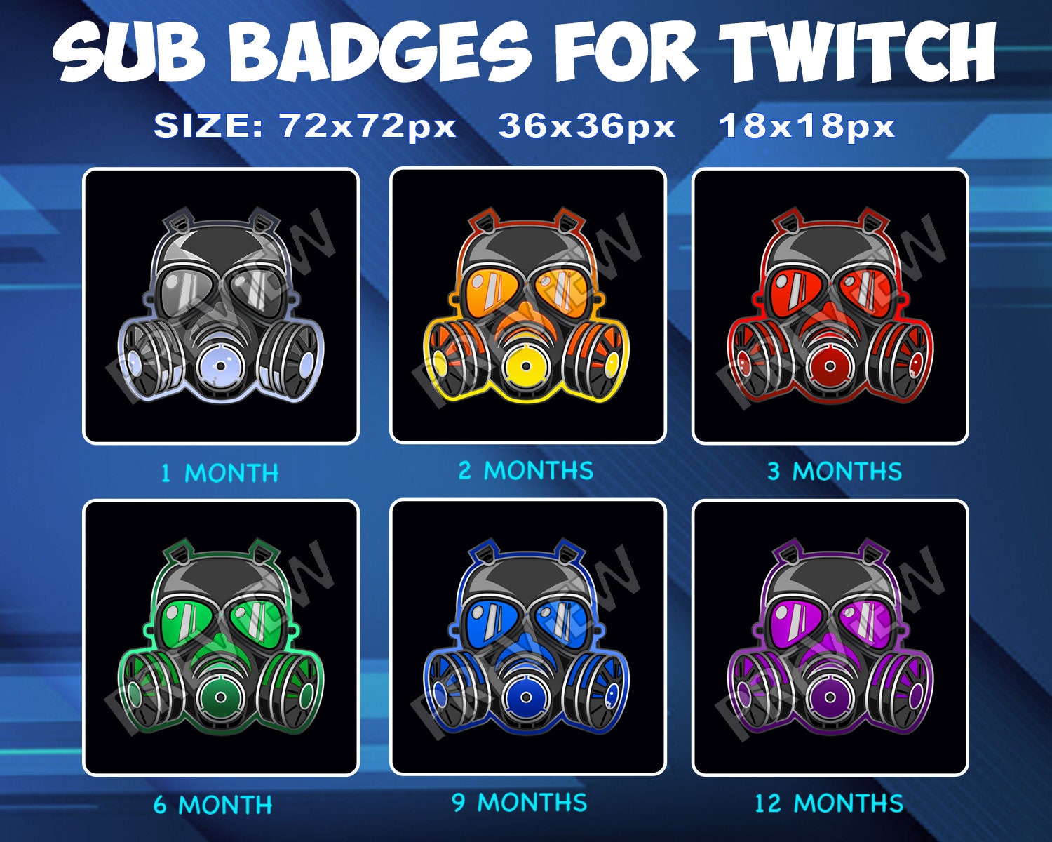 Gas Mask Twitch Kick Sub Badges Subscribers Sub Bit Loyalty Badges Gas ...