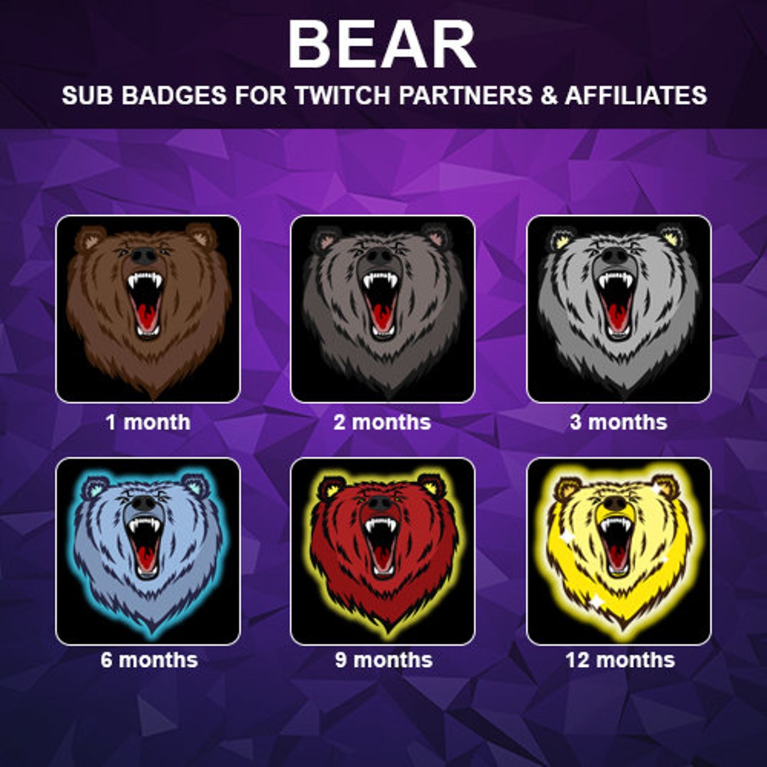 Twitch Kick Bear Sub Badges | Twitch Kick Bears Subscribers Loyalty ...