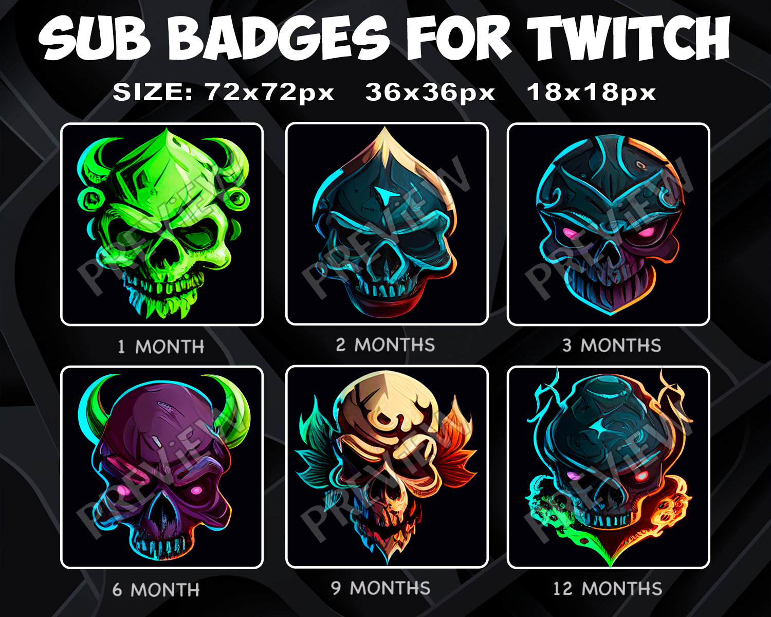 Skulls Sub Badges | Twitch Kick Skulls Subscribers Loyalty Sub Bit ...