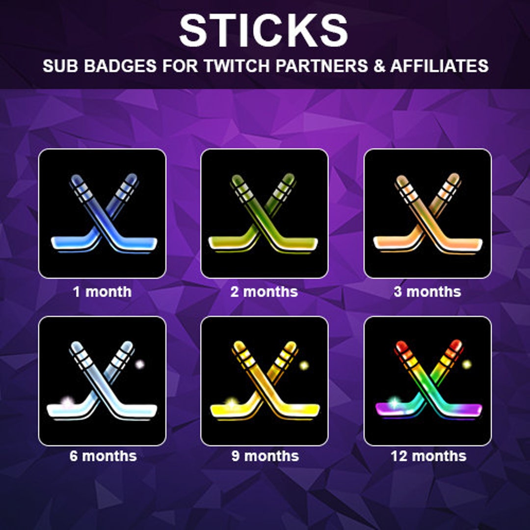 Twitch Sticks Hockey Sub Badges Subscribers Sub Bit Loyalty Badges - Etsy