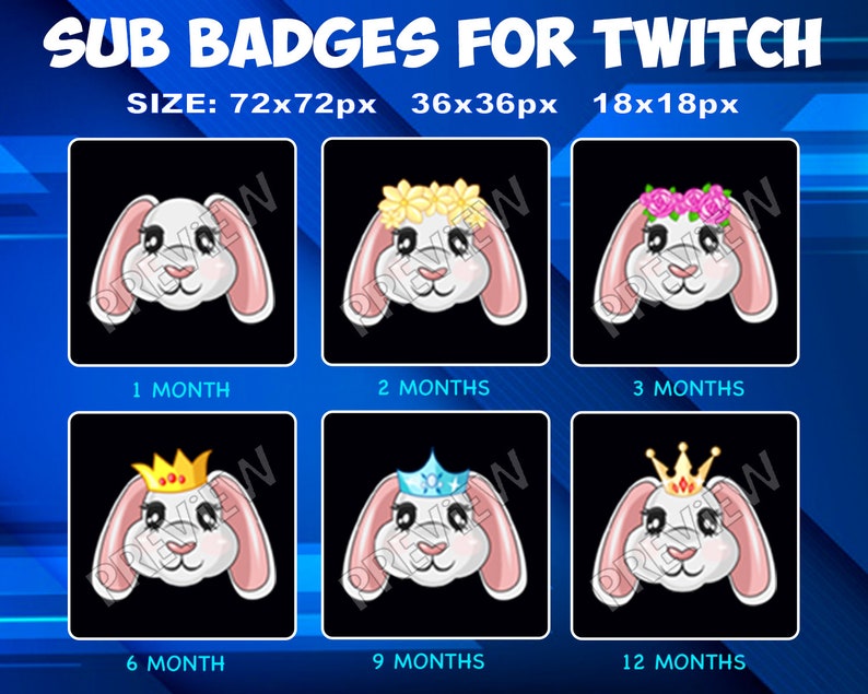 6 Rabbits Sub / Bit Badges for Twitch Loyalty Badges Pack for - Etsy
