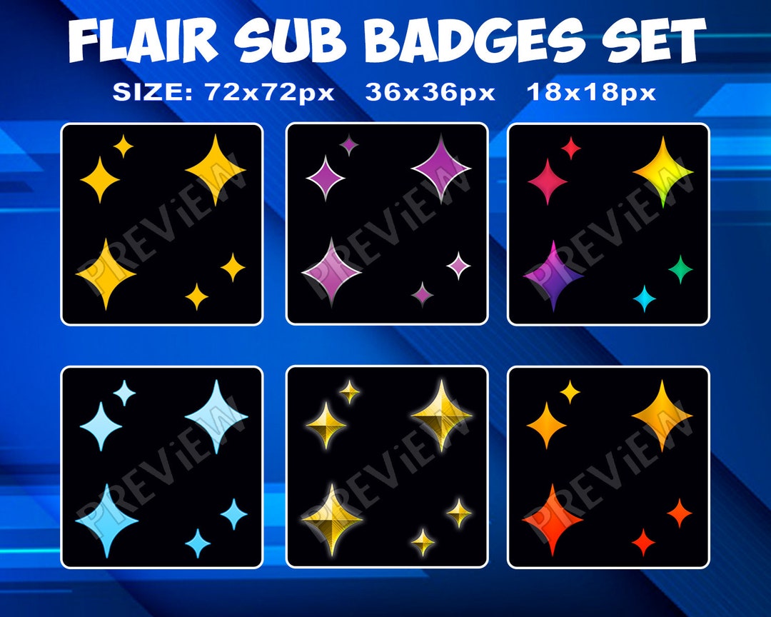 6 Sparkle Badge Flair for Twitch Sub Badges, Twitch Badge Flairs, Tier ...