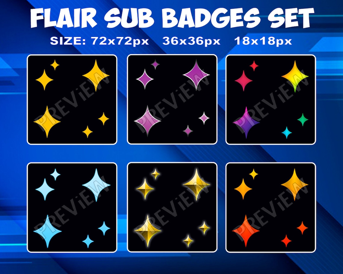 6 Sparkle Badge Flair for Twitch Sub Badges, Twitch Badge Flairs, Tier ...