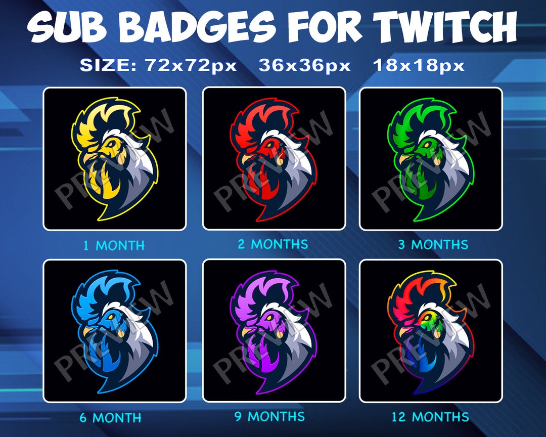 Cock Animal Twitch Kick Sub Badges Subscribers Sub Bit Loyalty Badges ...