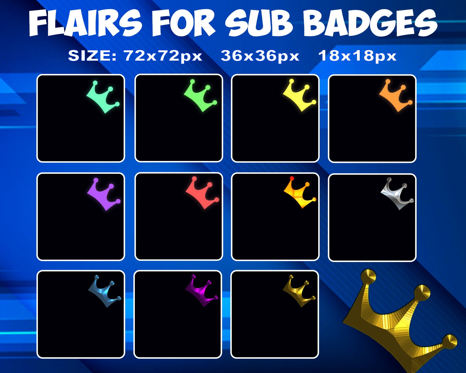 11 Crowns Badge Flairs for Twitch Sub Badges, Crown Twitch Badge Flair ...