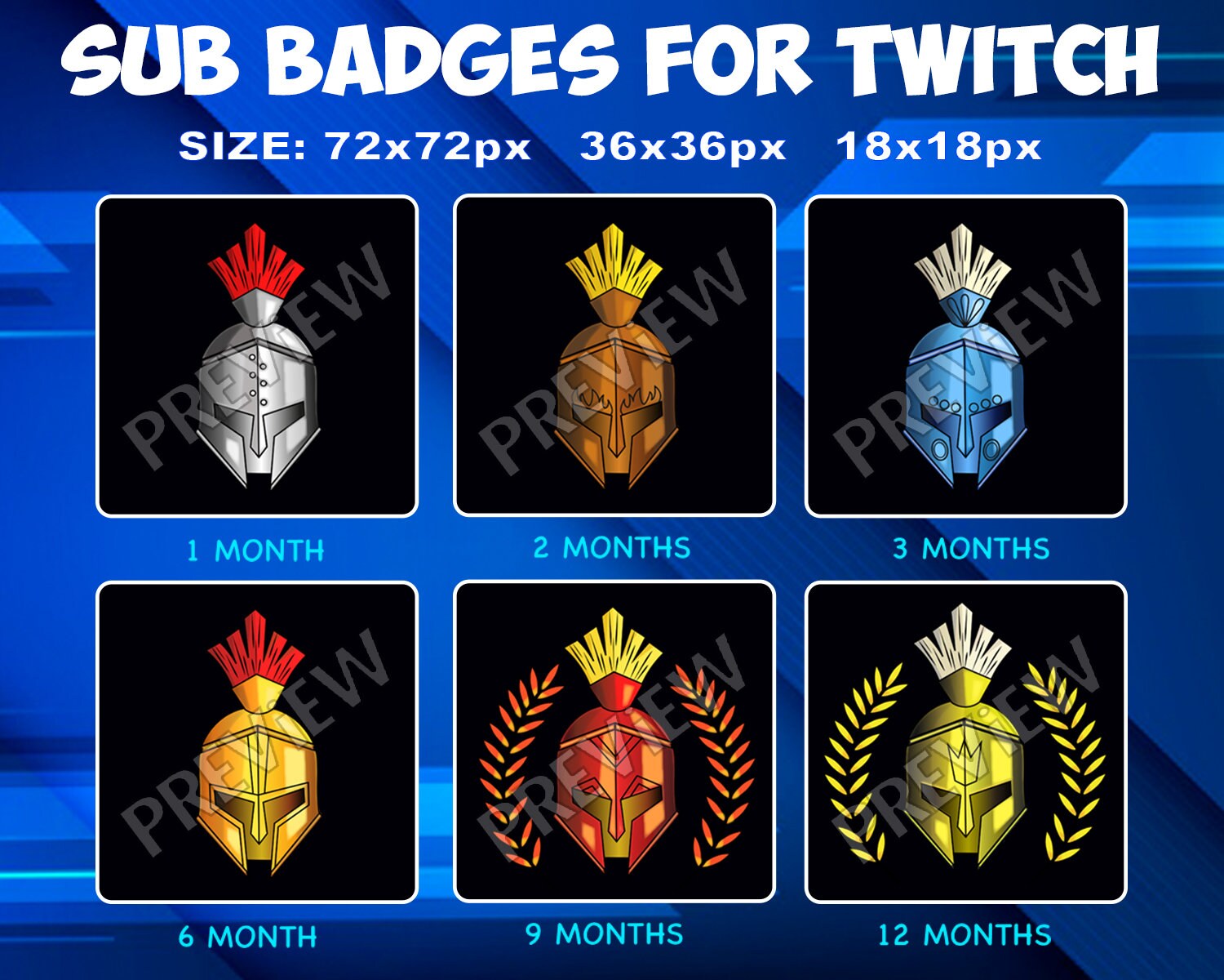 6 Knight Helmet Sub / Bit Badges for Twitch, Loyalty Badges Pack for ...