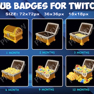 Treasure Chest Box Gold Twitch Kick Sub Badges Subscribers Sub Bit ...