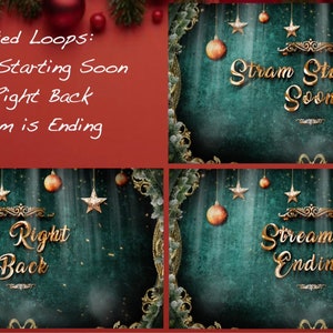Gold Christmas Pack Animated Overlays Screens Twitch Package - Etsy