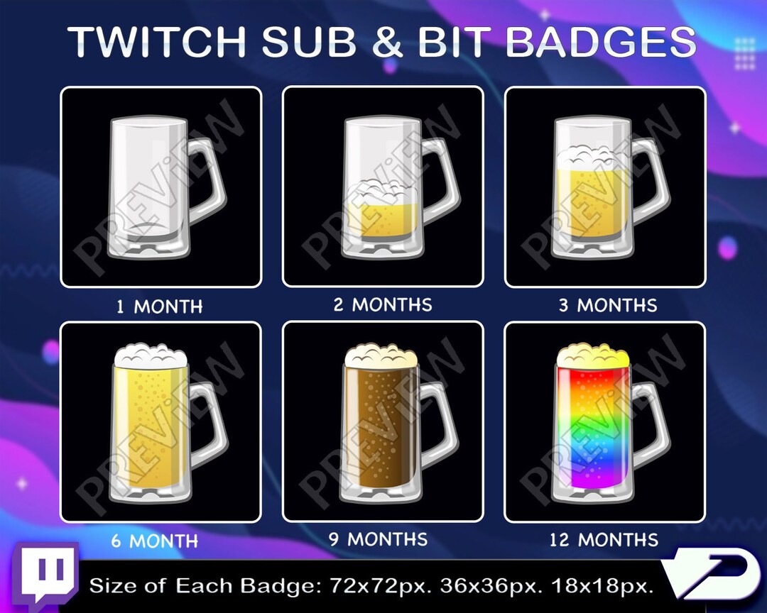 Twitch Kick Beer Sub Badges | Twitch Kick Beer Mug Subscribers Loyalty ...