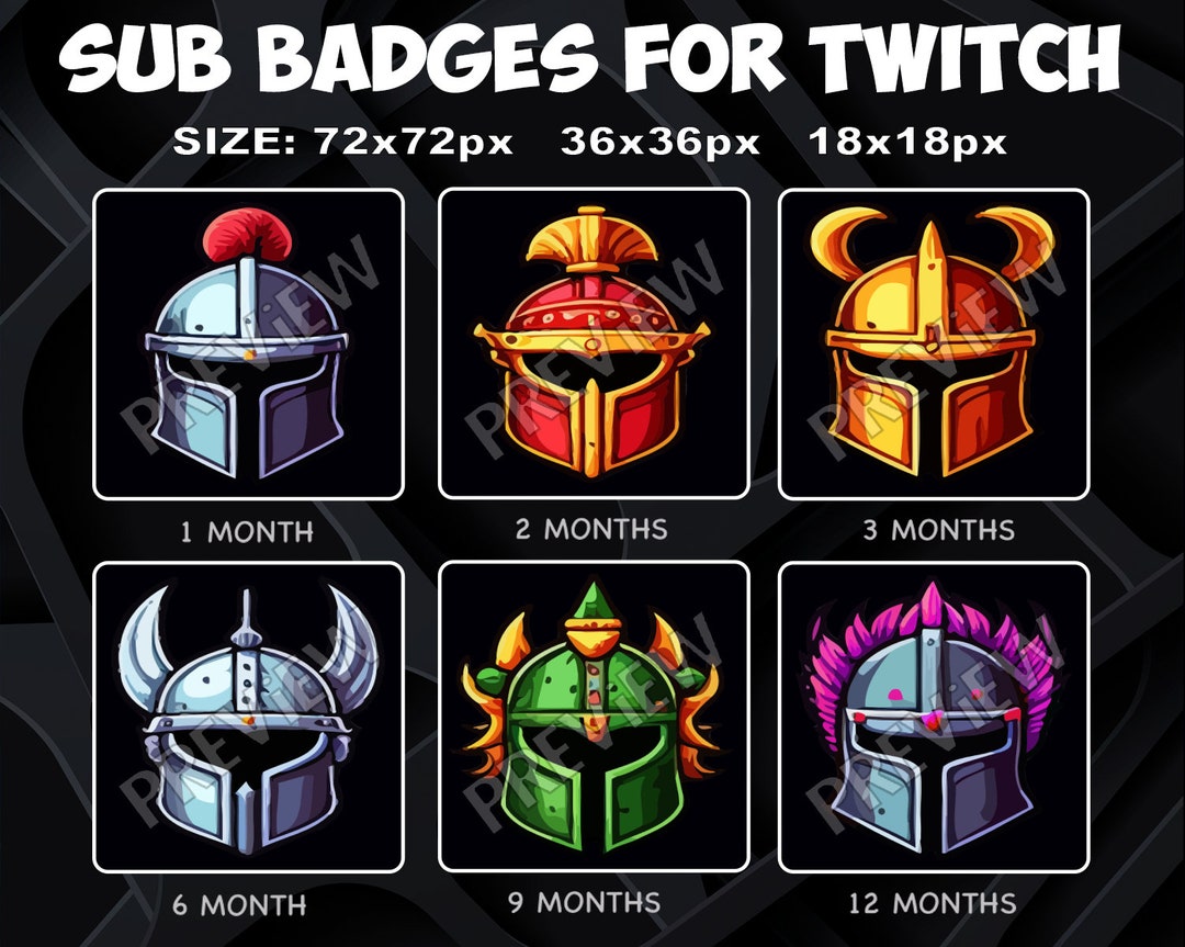 Helmets Twitch Sub Badges | Twitch Knights Helmets Subscribers Loyalty ...
