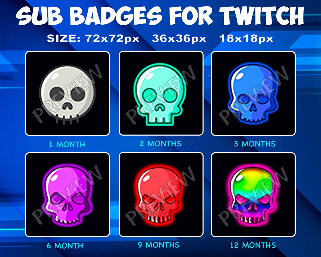 6 Skull Sub / Bit Badges for Twitch Kick Loyalty Skulls - Etsy