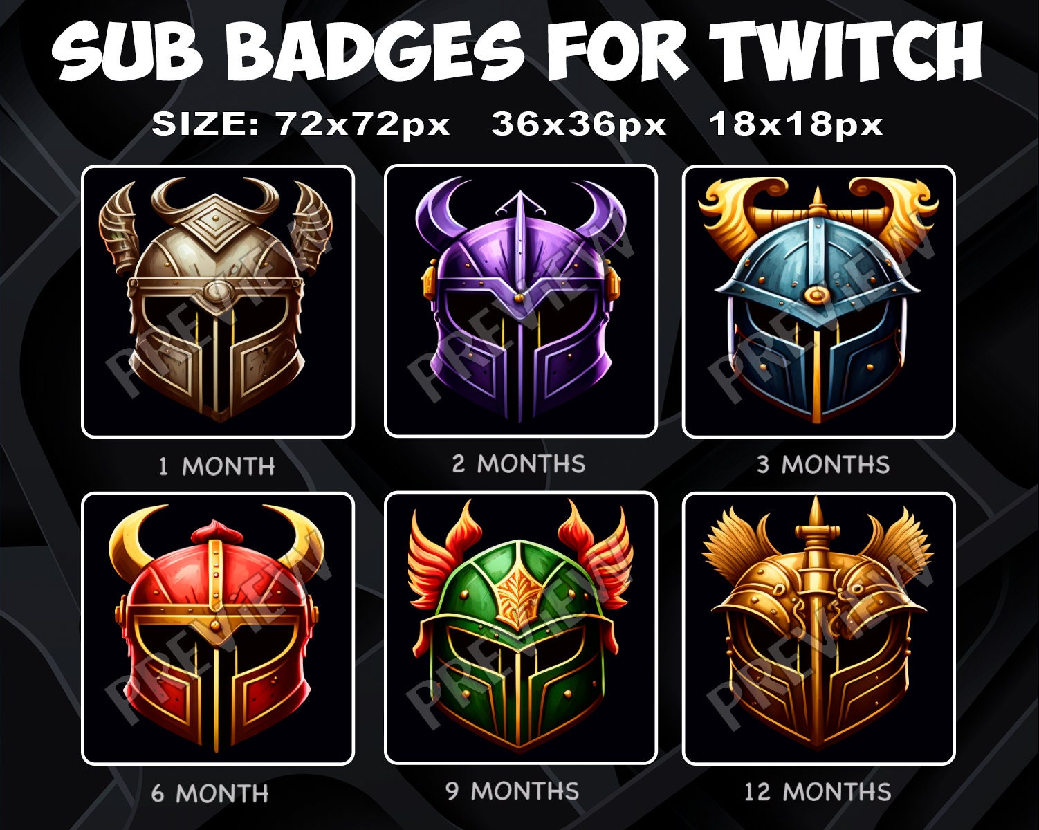 Helmets Sub Badges | Twitch Kick Knight Helmets Subscribers Loyalty Sub ...