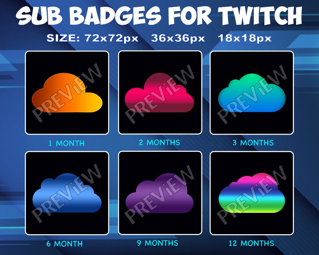 Clouds Twitch Kick Sub Badges Subscribers Sub Bit Loyalty Badges Cloud ...