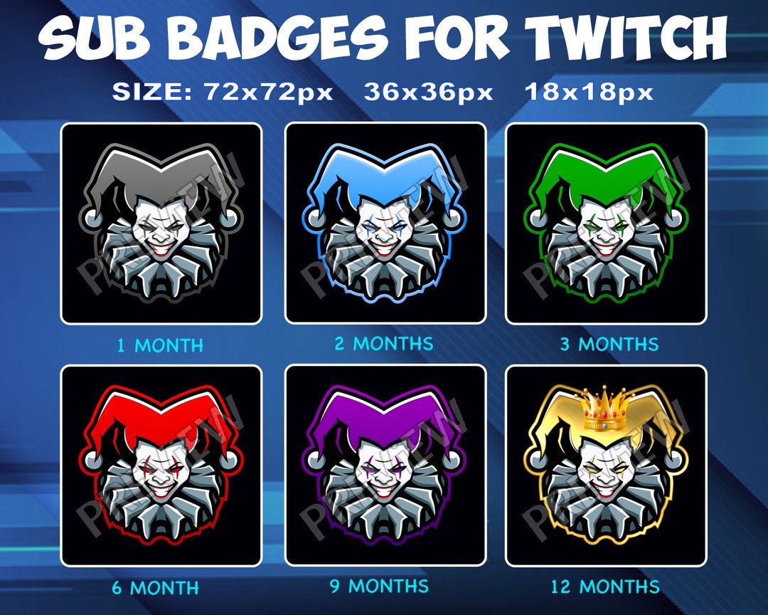 Joker Twitch Kick Sub Badges Subscribers Sub Bit Loyalty Badges Jokers ...