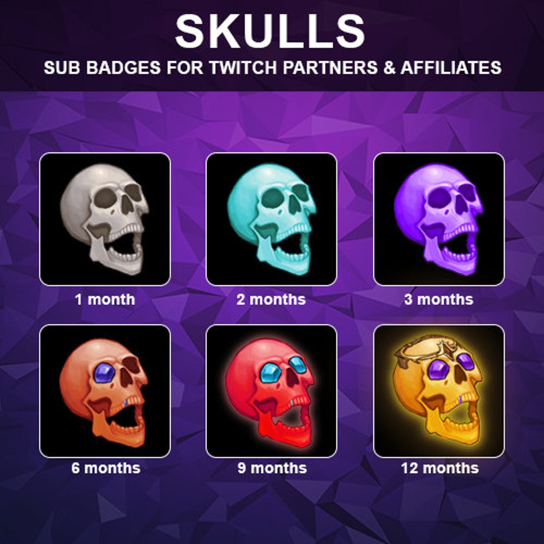 Skulls Sub Badges | Twitch Kick Skulls Subscribers Loyalty Sub Bit ...