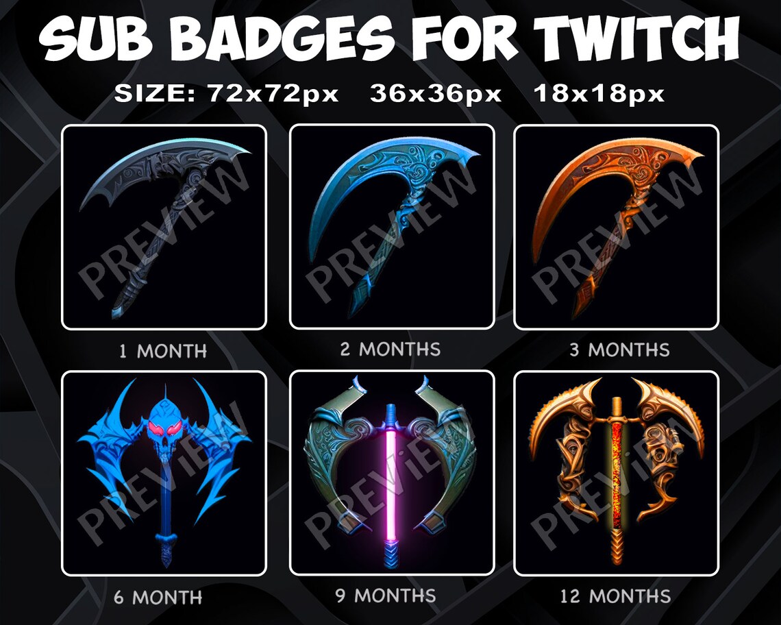 6 Twitch Kick Grim Reaper Sub / Bit Badges for Twitch Kick, Loyalty ...