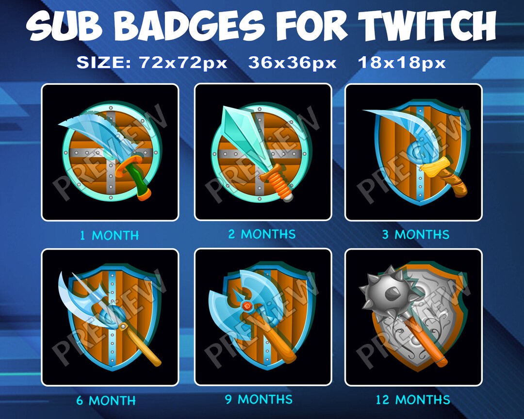 Shields Twitch Kick Sub Badges Subscribers Sub Bit Loyalty Badges ...