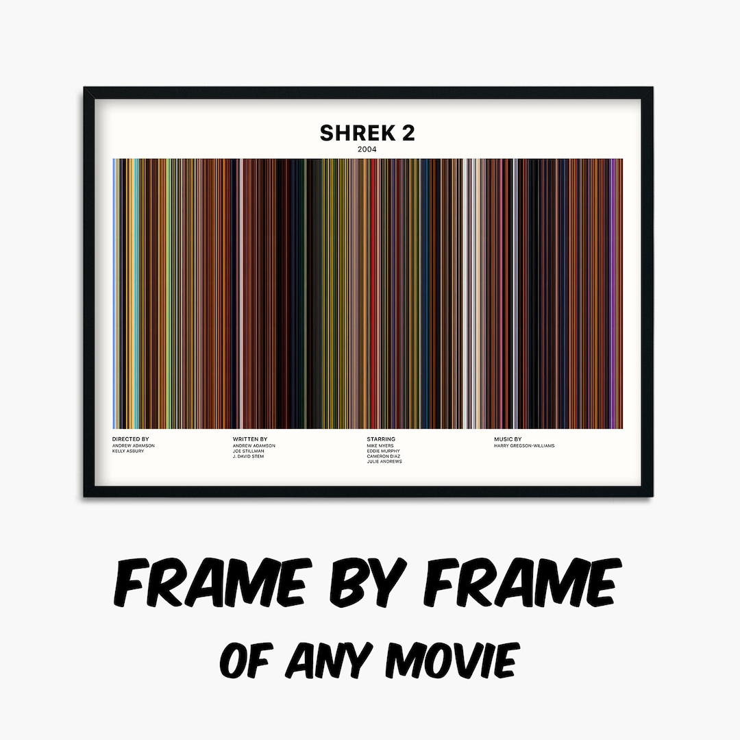 Shrek 2 2004 Movie Barcode Poster Print, Frame by Frame Art Print Gift ...