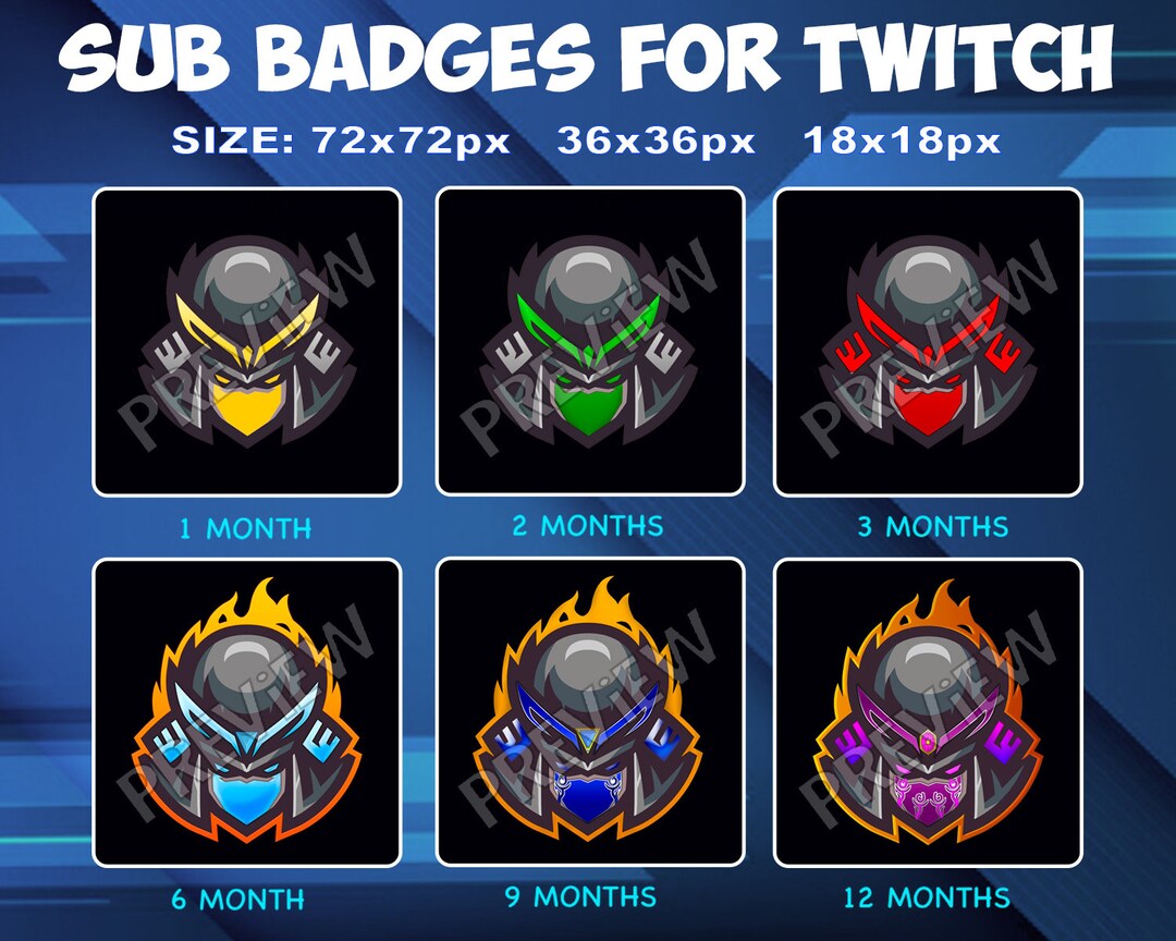 Warrior Samurai Twitch Kick Sub Badges Subscribers Sub Bit Loyalty ...