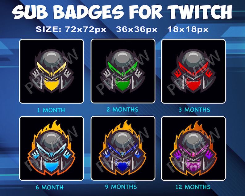 Warrior Samurai Twitch Kick Sub Badges Subscribers Sub Bit Loyalty ...